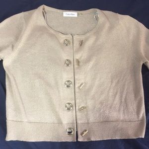 Calvin Klein | Sweaters | Short Shiny Gold Cardigan From Calvin Klein ...